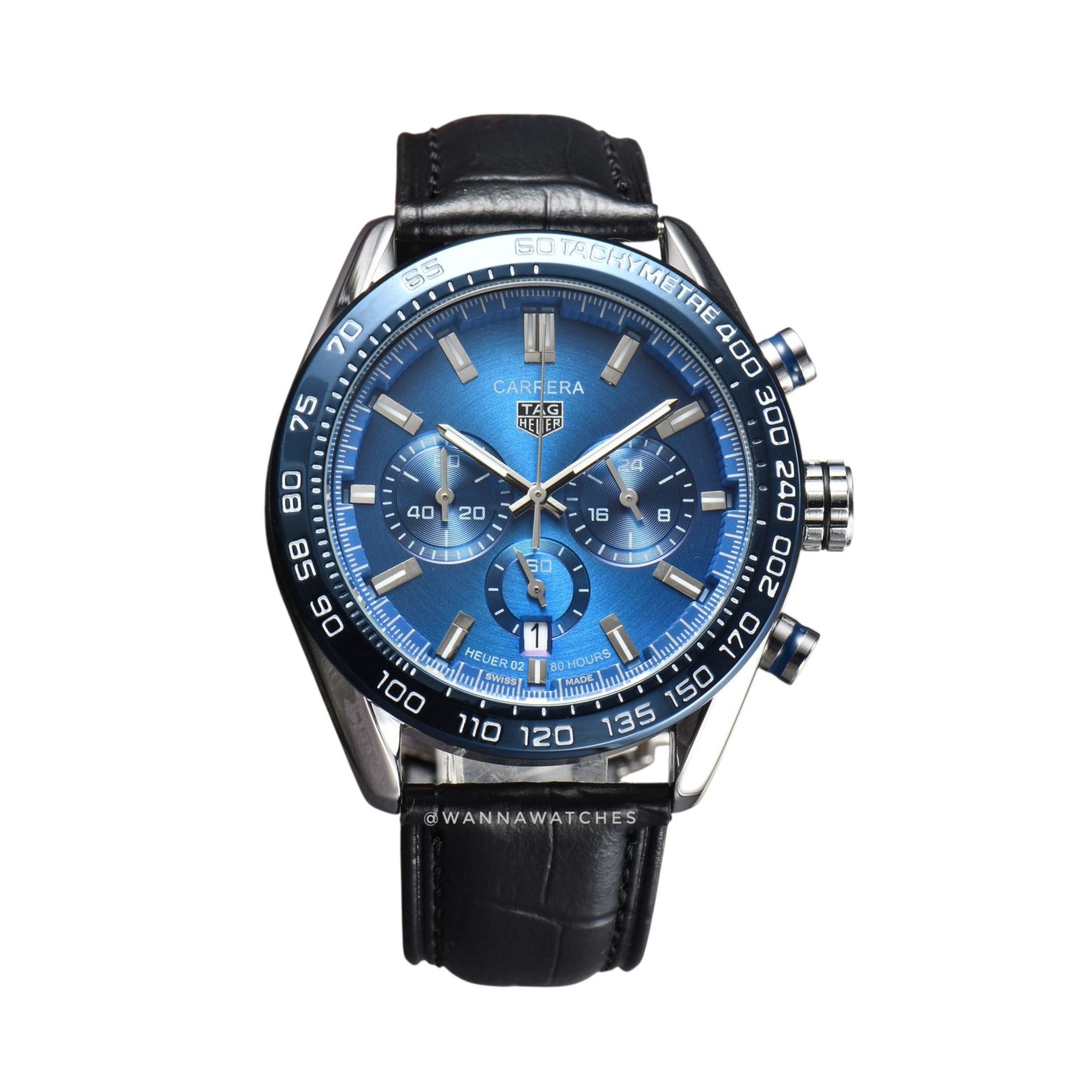 Tag Heuer Carrera 44 Cronógrafo Plateado Esfera Azul - WannaWatches