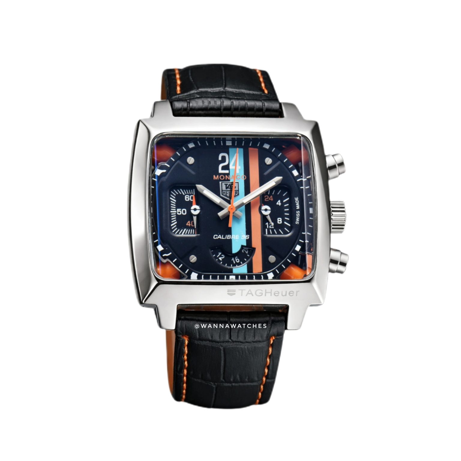 Tag Heuer Monaco 41 “Gulf” Cronografo Plateado Correa Negra Bordada ...